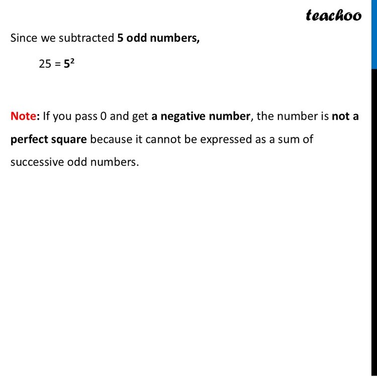 Perfect Squares and Odd Numbers - Pattern (with Example) - Teachoo