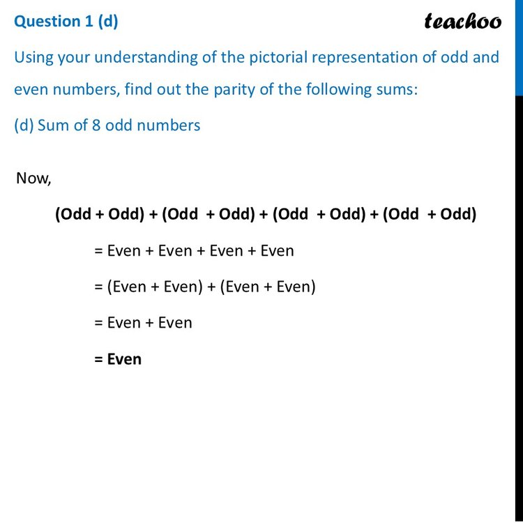 Using your understanding of the pictorial representation of odd