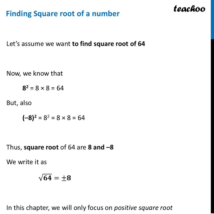 [Maths] Square Root - Definition, Symbol (with Example) - Teachoo