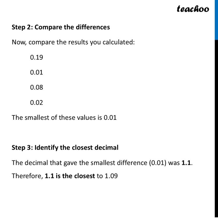 [Class 7 Maths] Which of the above is closest to 1.09? - Teachoo