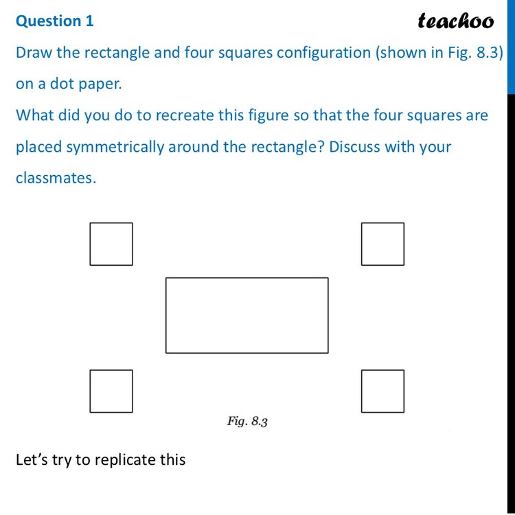 Draw the rectangle and four squares configuration (shown in Fig. 8.3)