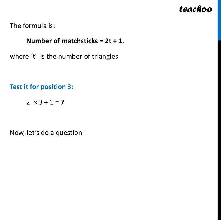 Matchstick patterns - Formula + Examples [Class 7 Ganita Prakash 2]