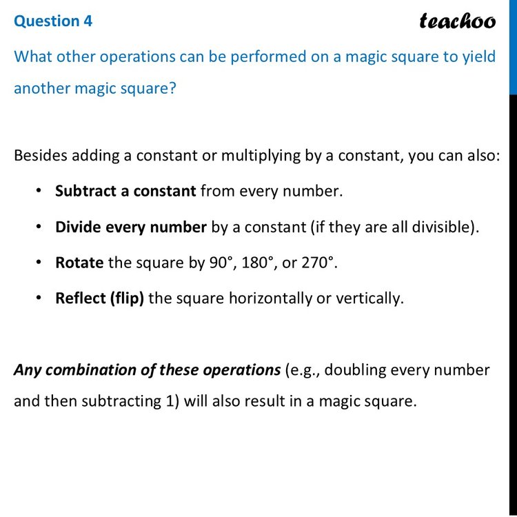 What other operations can be performed on a magic square to yield
