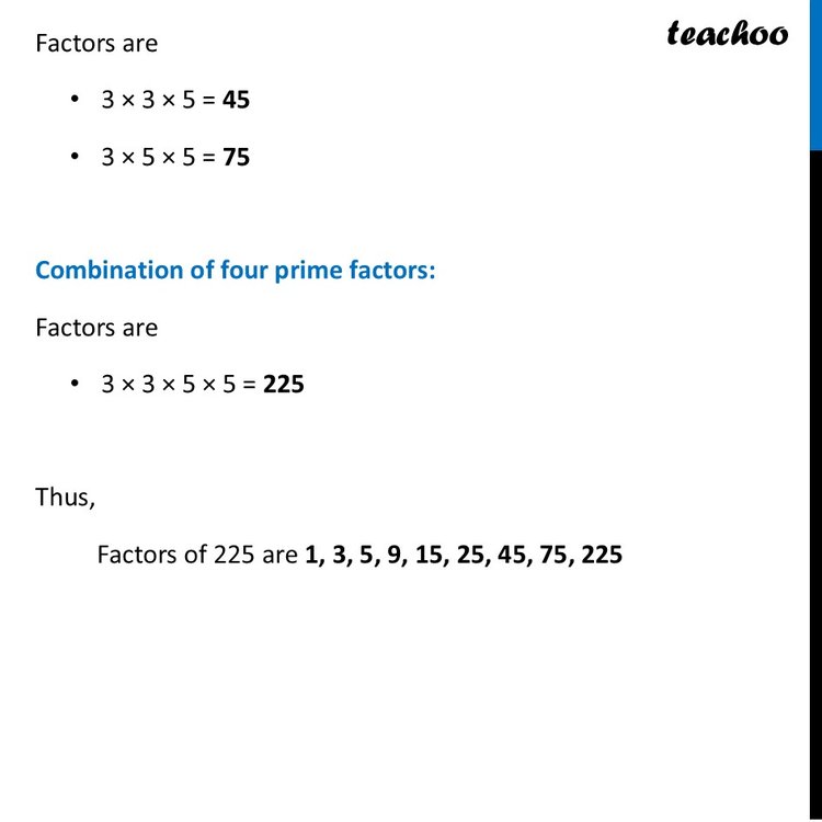 Find the factors of 225 using prime factorisation - Ganita Prakash