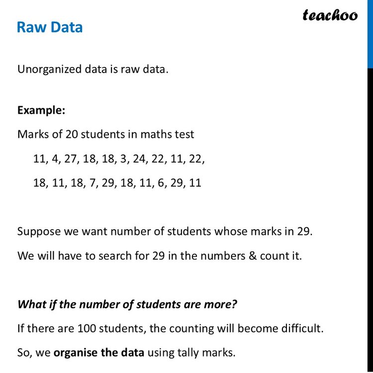 What is Raw data? - Definition with Examples - Teachoo - Tally Marks