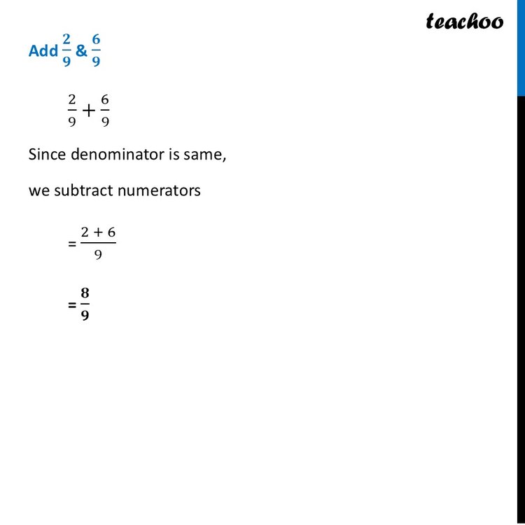 Adding Fractions with same denominators - with Examples - Teacho