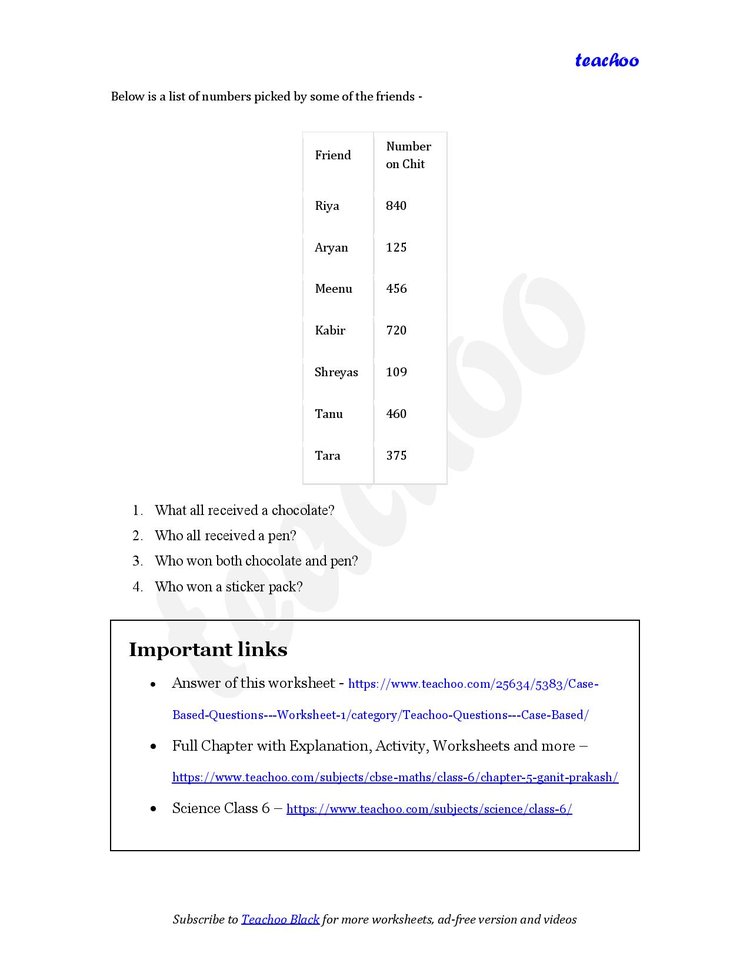 Prime Time (Ganita Prakash) Class 6 - Case Based Questions Worksheet