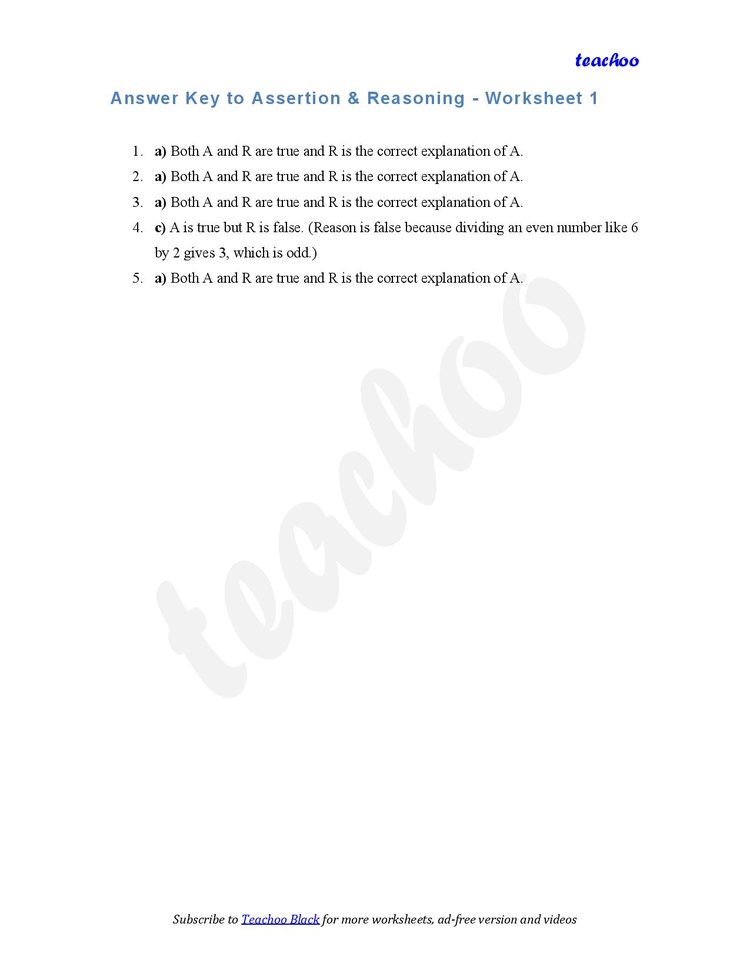 Assertion Reasoning Questions – Download PDF - Number Play Class 6