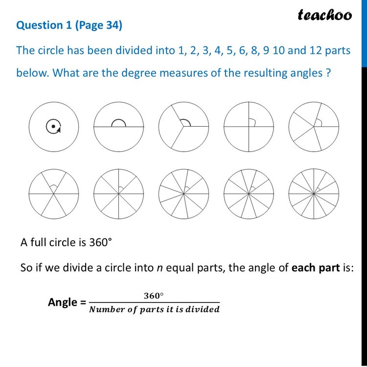 Circle has been divided into 1, 2, 3, 4, 5, 6, 8, 9 10, 12 parts What