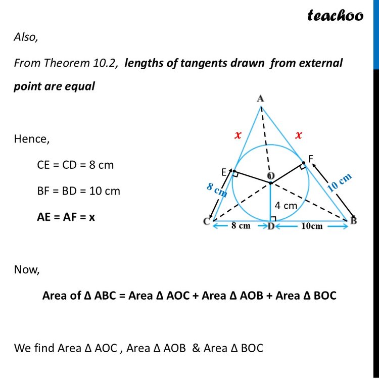 A ∆ABC is drawn to circumscribe a circle of radius 4 cm such that