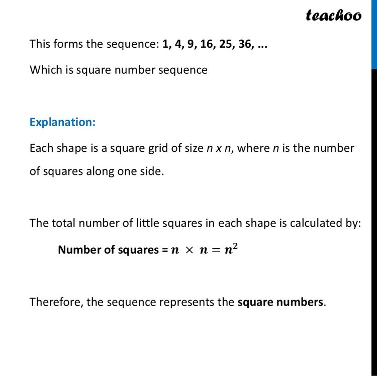 How many little squares are there in each shape of the sequence
