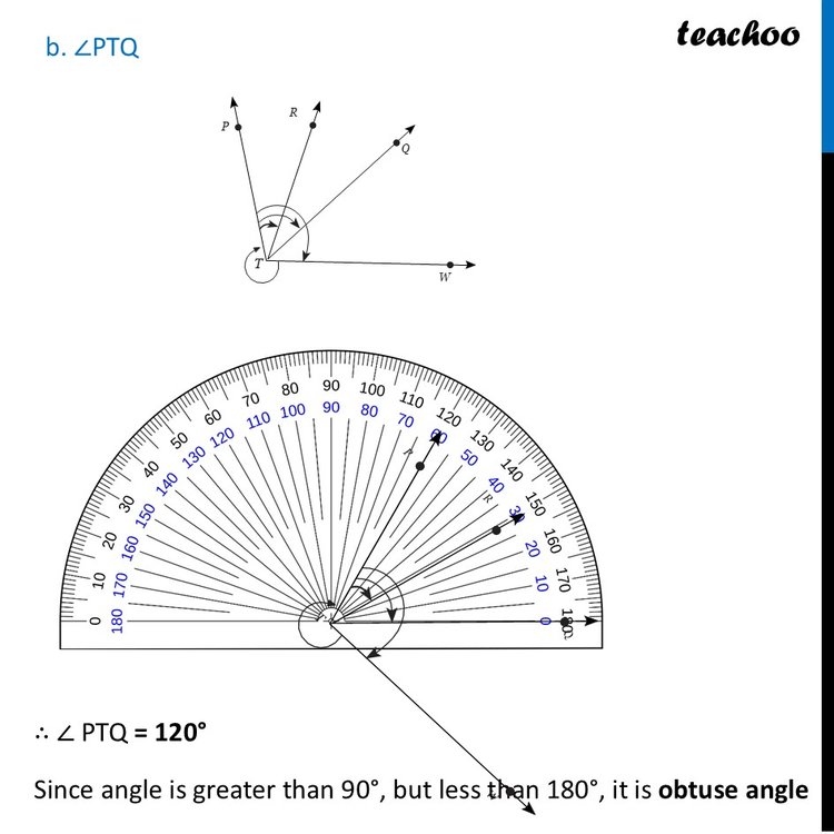 Use a protractor to find the measure of each angle. (a) ∠PTR - Teachoo