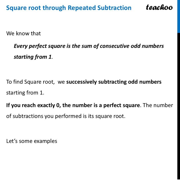 Finding Square root through Repeated Subtraction [Example with Video]