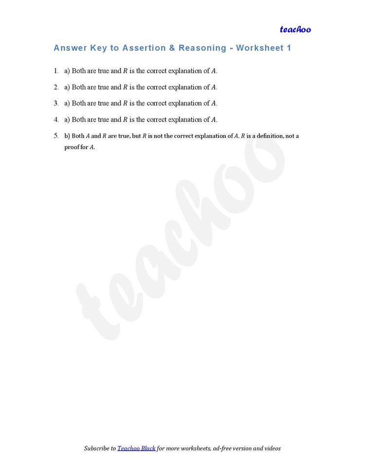Assertion Reasoning Questions – Download PDF - Polynomials Class 9