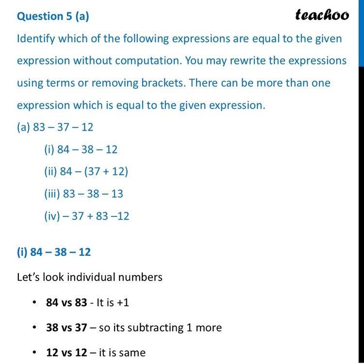 Identify which of the following expressions are equal to the given