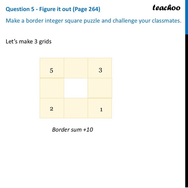 Make a border integer square puzzle and challenge your classmates.