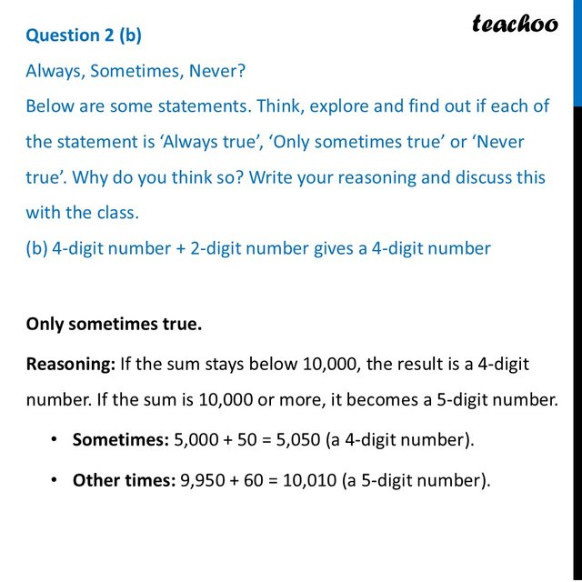 Always, Sometimes, Never? Below are some statements - Class 6 Maths