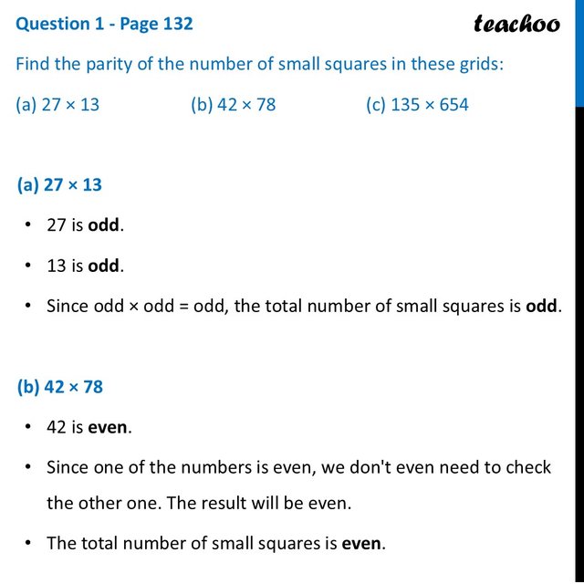 Find the parity of the number of small squares in these grids: (a) 27