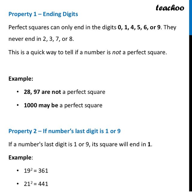 Properties of Perfect Squares - Example (with Questions) - Teachoo