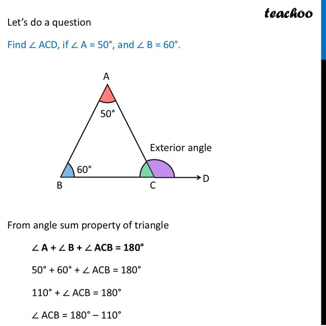 Exterior Angles - Definition, Property, with examples - Teachoo