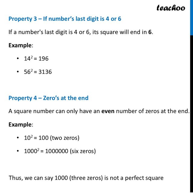 Properties of Perfect Squares - Example (with Questions) - Teachoo
