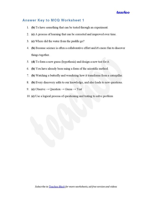 MCQ Worksheet - Chapter 1 Class 6 Curiosity (Download and try)