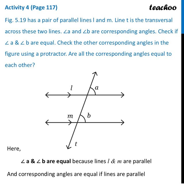 Activity 4 (Page 117) - Maths - Parallel and Intersecting Lines