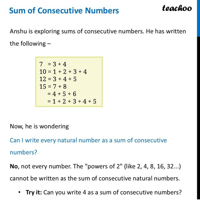 [Number Play] Sum of Consecutive Numbers - Class 8 Ganita Prakash