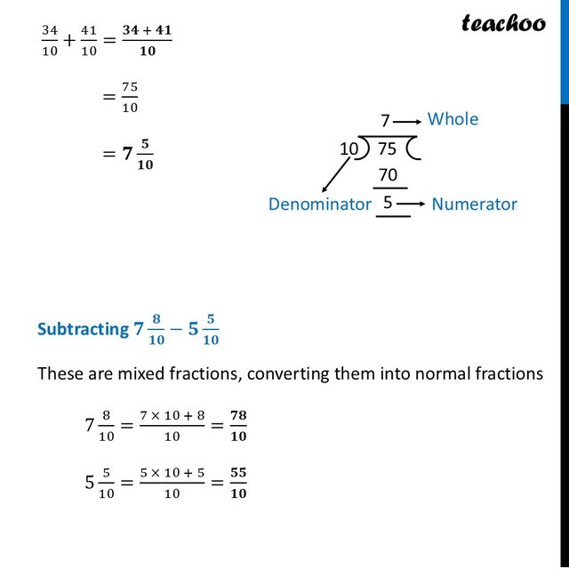 Adding and subtracting Tenth's - with Examples - Decimals Class 7