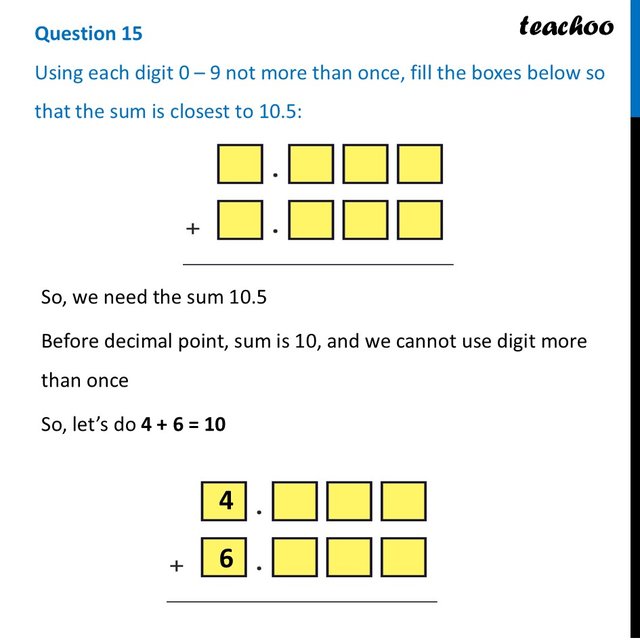 Using each digit 0 – 9 not more than once, fill the boxes below