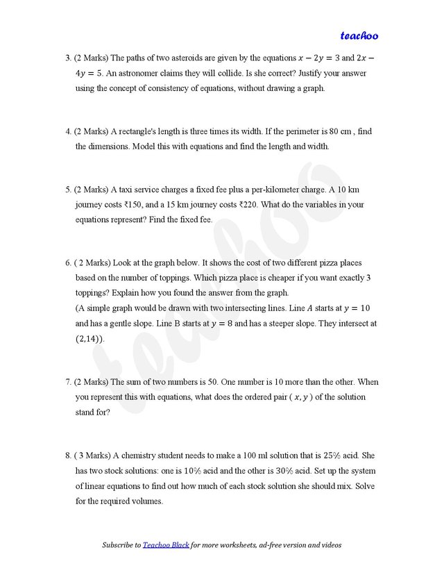 Linear Equation in 2 variables - Practice Questions (Download PDF)