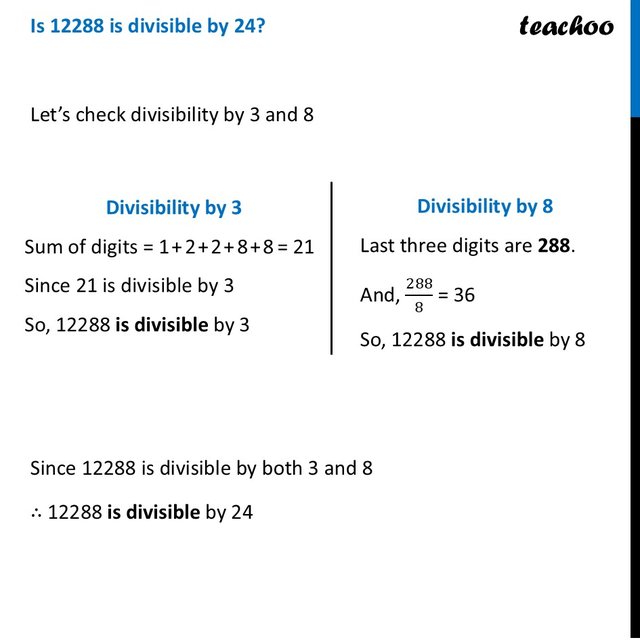 Divisibility by 24 - Method with 4+ Examples - Teachoo Maths