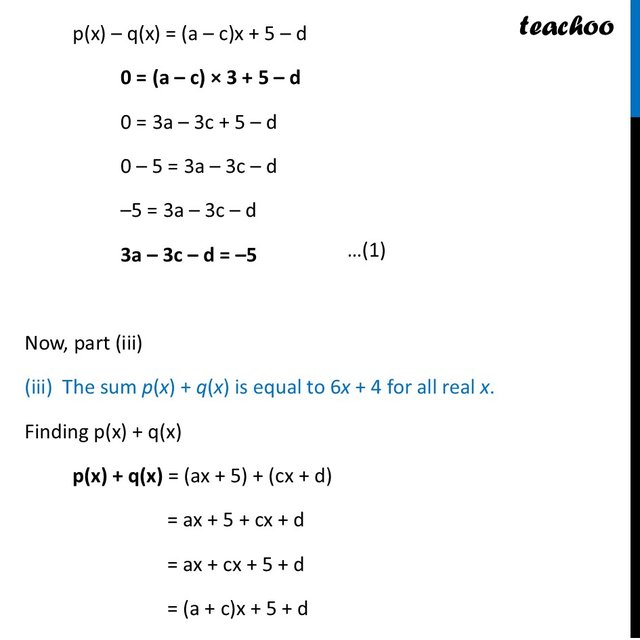[Ganita] Let p(x) = ax + b and q(x) = cx + d be two linear polynomials