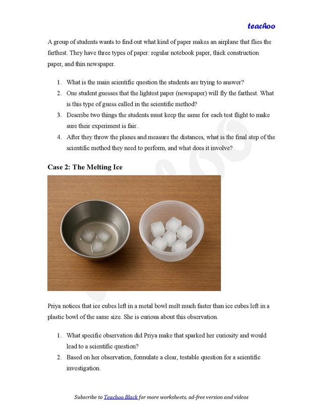 Chapter 1 Class 6 Science - Case Based Questions - Worksheet PDF