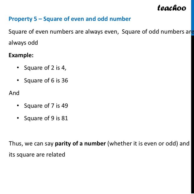 Properties of Perfect Squares - Example (with Questions) - Teachoo