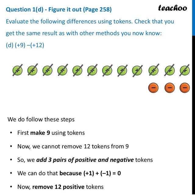 [Class 6 Maths] Evaluate the following differences using tokens