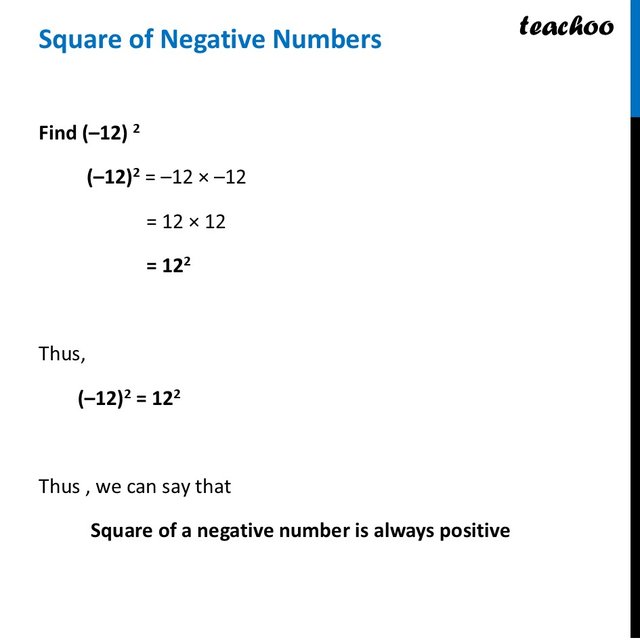 Square of Negative Numbers - How to Find? (with Examples) - Teachoo