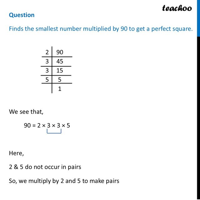 Smallest number multiplied to get a perfect square - (with Questions)