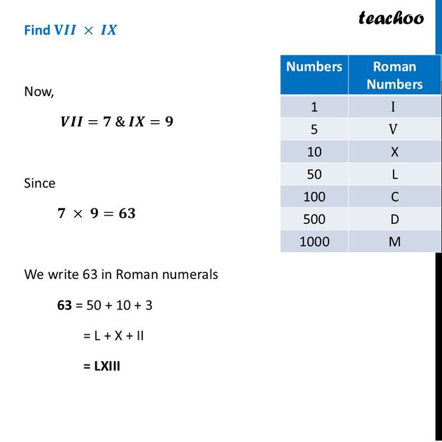 Multiplying Roman Numerals - with Example [A Story of Numbers Class 8]