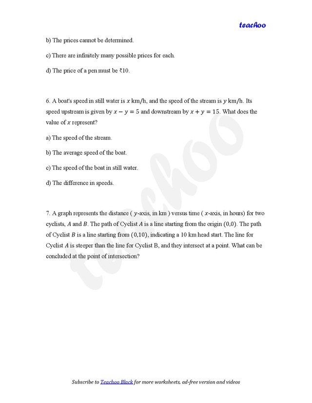 Linear Equation in 2 variables MCQs – Download PDF Worksheet Class 10