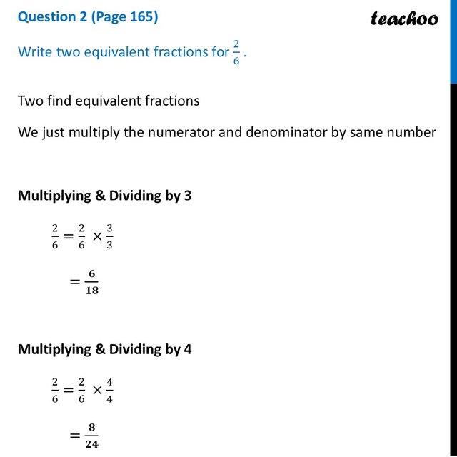 Write two equivalent fractions for 2/6 - [Class 6 Ganita Prakash]