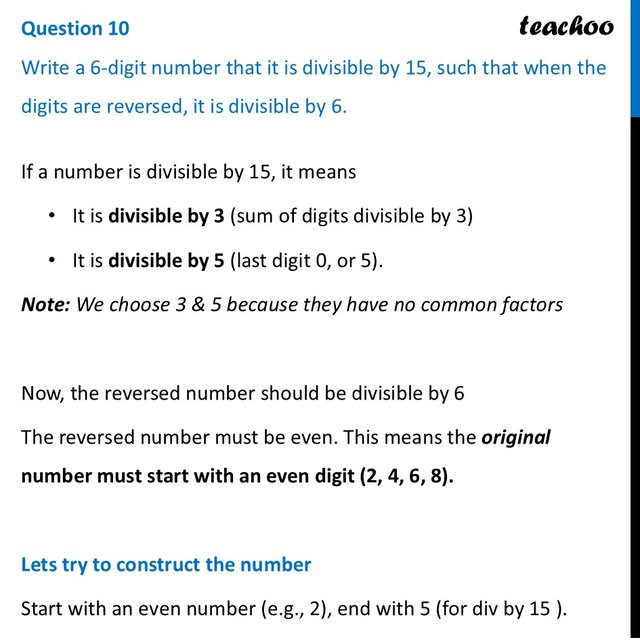 Write a 6-digit number that it is divisible by 15, such that when