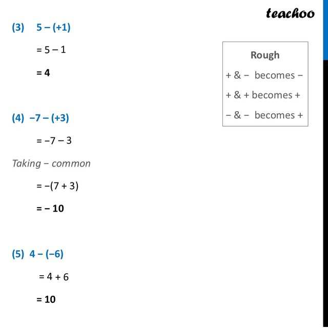 Subtraction of Integers – Rules, Examples, Worksheets - Teachoo