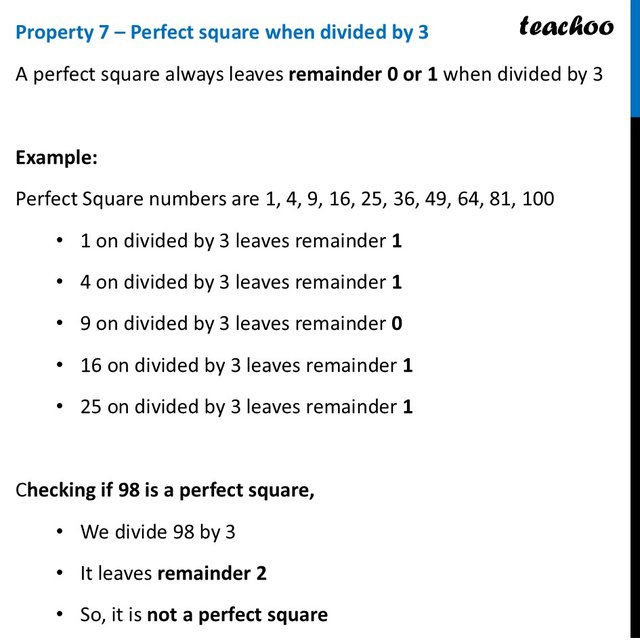 Properties of Perfect Squares - Example (with Questions) - Teachoo