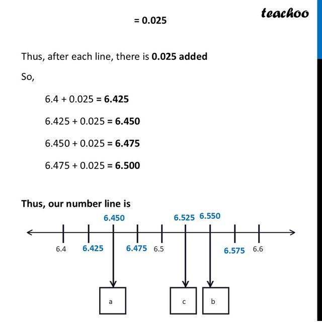 What decimal number does each letter represent in the number line...