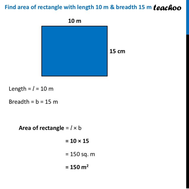 Area of Rectangle - Formula, with Examples - Teachoo - Area - Definit