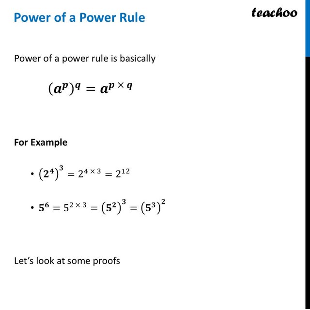 Power of a Power Rule - formula with Examples - Teachoo - Formulas of